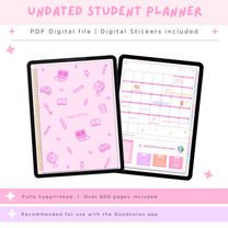 Undated Student Planner + Digital Stickers included – Squirrel Studio Co